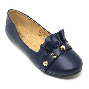 Victoria K | Shoes | Women Ruffled Ballet Flats B2835 Navy | Poshmark